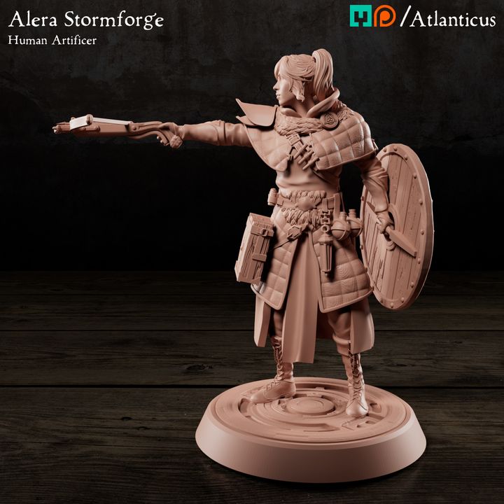 3D Printable Female Human Artificer - Alera Stormforge - Hand Crossbow by Atlanticus Arts